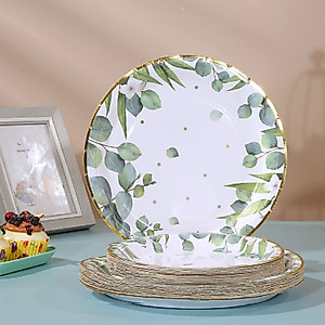 Gender Neutral Baby Shower Plates and Napkins for 25 Sage Green Party Decorations Boy Girl Birthday Bridal Shower Floral Wedding Gold Green Decor Greenery Safari Jungle Theme Boho chic Party Supplies