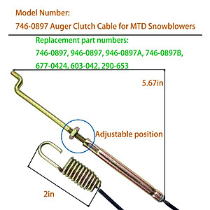 OUSTUE Snowblower Auger Clutch Cable 946-0897 746-0897 fits for MTD, YARDMAN, TROYBILT & MTD Built 2 Stage Snowblower - Replaces 946-0897A 746-0897A