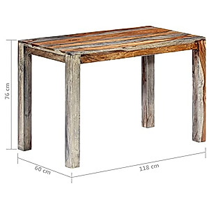 Tidyard Wooden Dining Table Sheesham Wood Dinner Table Gray for Kitchen, Dining Room, Cafe, Bar, Restaurant, Home Furniture 46.5 x 23.6 x 29.9 Inches (L x W x H)