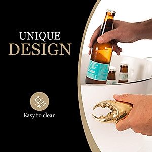 Crab Claw Beer Bottle Opener - Luxury Nautical Themed Gift for Kitchen Decoration - Gift for Wedding, Holidays, Fishermen, Beach Lovers.