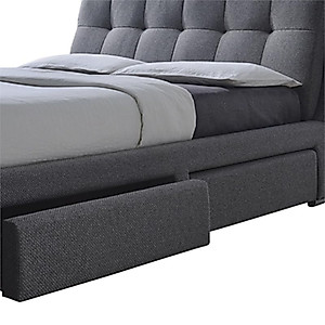 Benjara Fabric Upholstered Tufted California King Storage Bed with 4 Drawers, Gray