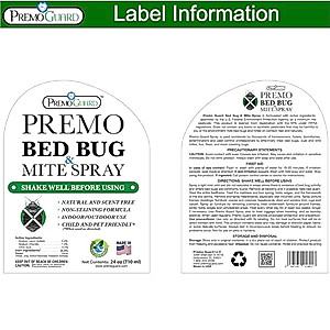 Bed Bug Killer Spray by Premo Guard 24 oz – Fast Acting Bed Bug Treatment – Stain & Scent Free – Child & Pet Safe – Best Extended Protection – Natural & Non Toxic Formula