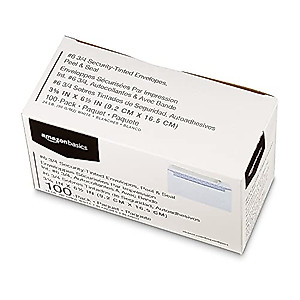Amazon Basics #6 3/4 Security Tinted Envelopes with Peel & Seal, 100-Pack, White