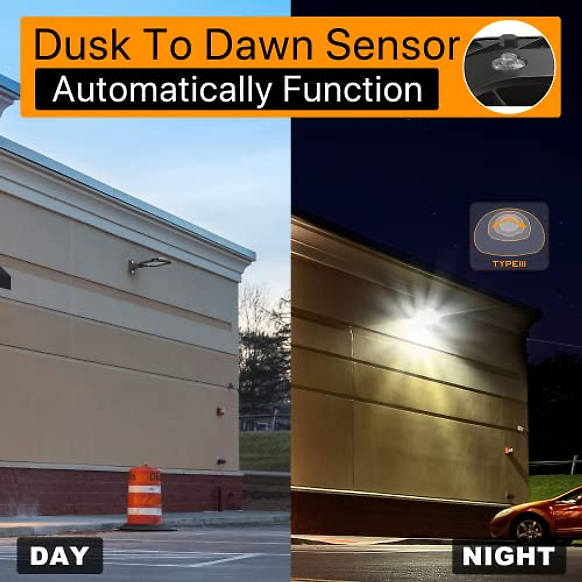 DEMILARE LED Parking Lot Lights Adjustable Arm Mount, Quick Installation Dusk to Dawn Street Area Light, 5000K Shoebox Light IP65 Waterproof, Commercial Lighting for Parking Lot, Gym, Driveways