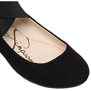 Jessica Simpson Women's Mandayss Ballet Flat, Black Micro Suede, 9