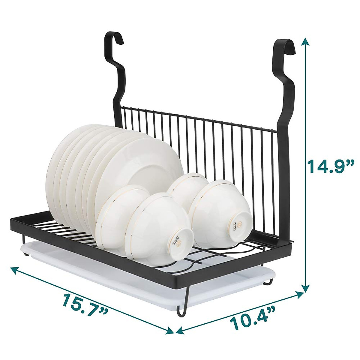 Eastore Life Hanging Dish Rack,Collapsible Dish Drying Rack with Drainboard, Stainless Steel Dish Drainer, Black