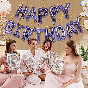 UWPVOWSR Purple Personalized Name Happy Birthday Balloon Banner Happy Birthday Balloon Letters Balloons 2 Sets A- Z 16 inch Mylar Foil Birthday Party Decorations for Kids Women Men Boys Girls Adults