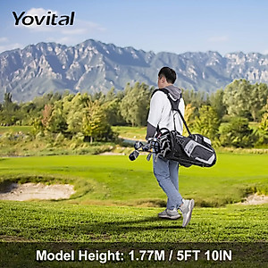 Yovital Golf Stand Bag 14 Way Top Dividers Ergonomic with Stand 8 Pockets, Dual Strap, Rain Hood (Black)