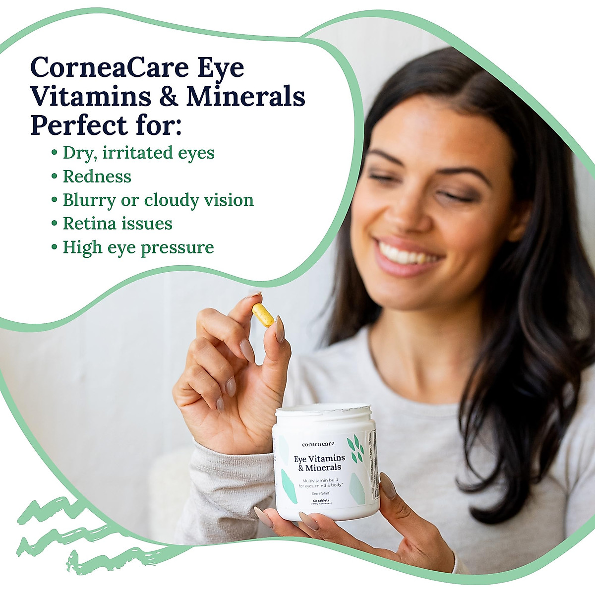 CorneaCare Eye Vitamins and Minerals - Multivitamin | Eye Vitamins for Vision | Eye Health Vitamins | Dry Eye Supplements | Eye Health Supplements | Vision Vitamins for Eyes | 60 Tablets