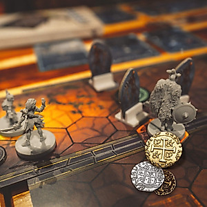 Pirate Coins, 102 Bronze, Silver & Gold Treasure Coin Set, Metal Replica Spanish Doubloons for Board Games, Tokens, Cosplay, Realistic Money Imitation, Pirate Treasure Chest, M, L, XL Sizes Mix