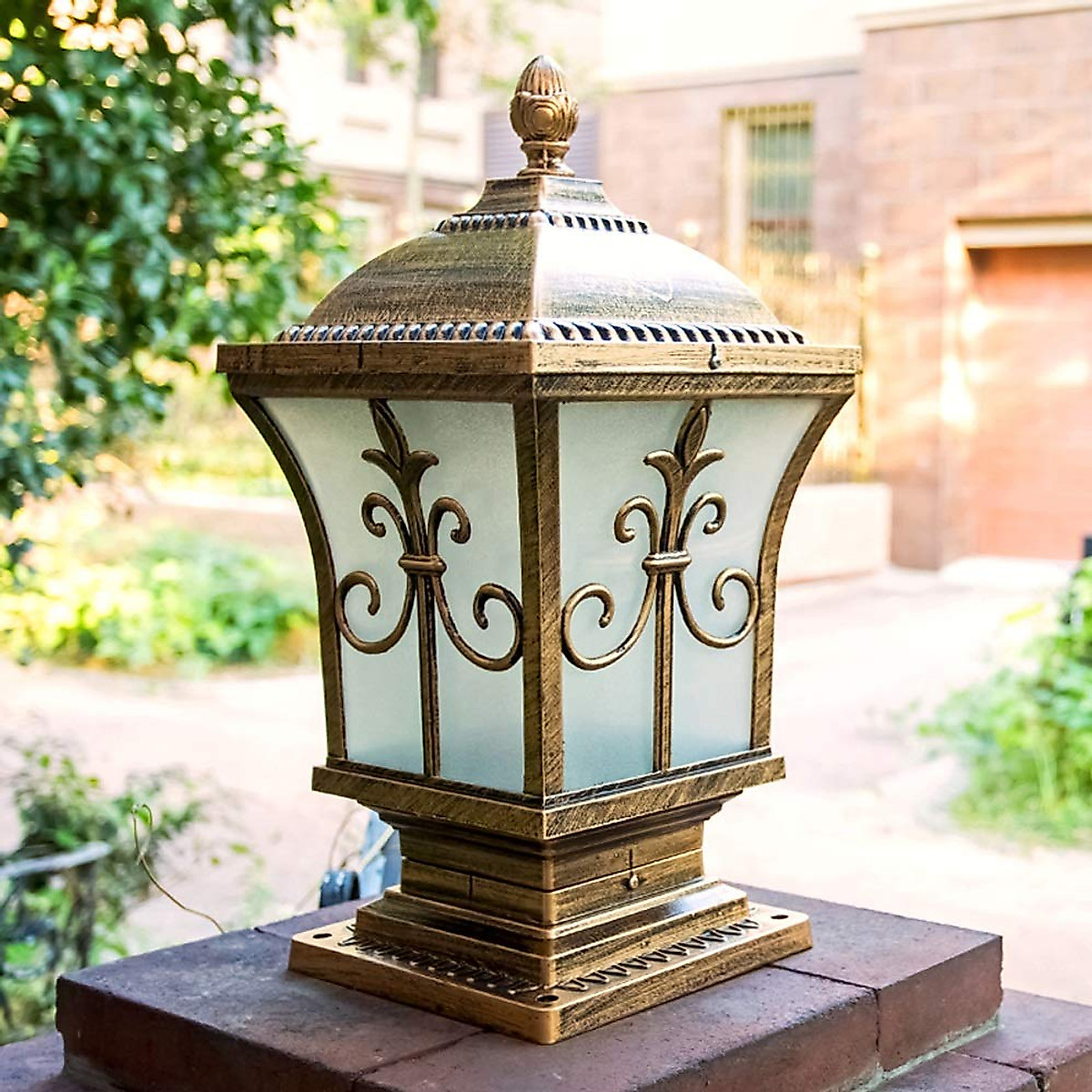 GJCQZQ Pathway Lights Rustic Waterproof Outdoor Cap Light Oil Rubbed Bronze Pillar Lamp Vintage External Glass LED Post Lighting Dusk Lighting Villas Garden Porch Home Landscape Patio Fence Park Pathw