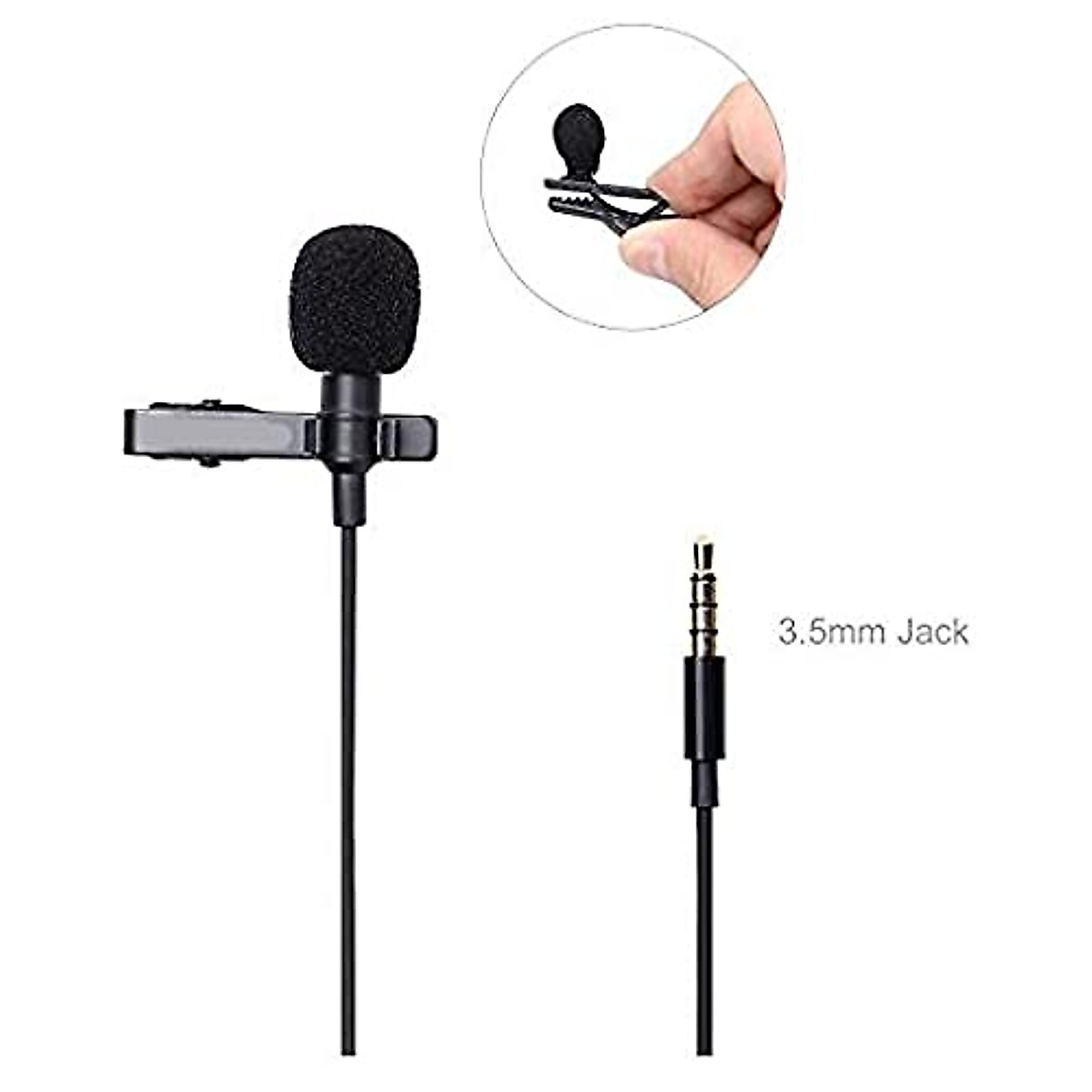 Camidy Clip On Lapel Microphone,Mini Handless Lavalier Mic 3.5mm Jack Wired Omnidirectional Condenser Microphone for Voice Recording
