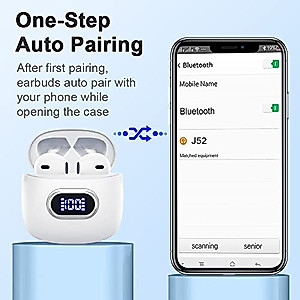 Lrecat Wireless Earbud, Bluetooth 5.3 Headphones with CVC8.0 HD Mics, 32H Playtime Bluetooth Earphones with Hi-Fi Stereo Sound, Wireless Headphones in Ear IP7 Waterproof, Mini Ear Bud for Android iOS