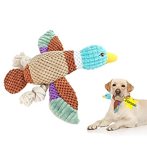 Squeaky Dog Toys for Small Dogs Plush Dog Toys Duck Puppy Toys Rope Puppy Chew Toys for Teething Stuffed Dog Squeaky Toys with Crinkle Dog Toys for Small Dogs, Medium, Large
