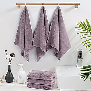 SUNLAND Microfiber Face Cloth Reusable Makeup Remover Facial Cleansing Towel Ultra Soft Face Washcloth 12inchx12inch 6 Pack Dpurple