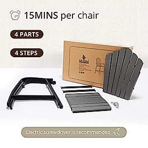 LUE BONA Tall Adirondack Chair Set of 4, Poly Bar Height Adirondack Chairs with Heavy Aluminum Frame, Weather Resistant Balcony Height Chairs for Deck, Porch, Gray