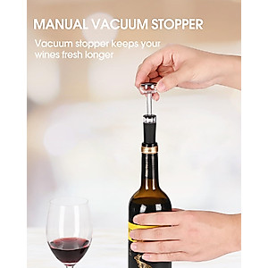 Electric Wine Opener Set with Stand, Wine Gift Set with Rechargeable Wine Opener, Wine Aerator, Vacuum Stoppers and Foil Cutter, 6-in-1 Wine Bottle Opener Set for Home Party Bar Outdoor Gift