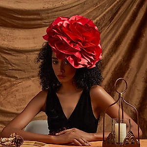 LATIMOON Flower Fascinator for Women Tea Party Derby Hat Cocktail Wedding Bridal Fascinators Headband for Women Red