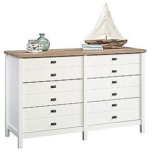 Sauder Cottage Road Dresser, L: 56.77" x W: 19.29" x H: 35.35", Soft White finish