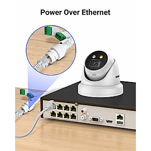 ANNKE AC800 4K Turret POE Camera, Ultra HD Outdoor Security IP Camera with Strobe & Spotlight Alarms, Human/Vehicle Detection, Two-Way Audio, Compatible with Alexa, Up to 256GB MicroSD Card