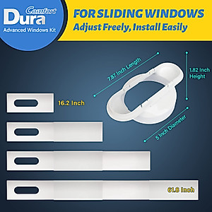 DuraComfort Portable Air Conditioner Window Kit, Sliding Vent Kit with Coupler for 5 Inches Diameter Universal Thread AC Exhaust Hose, Up to 61.8 Inches
