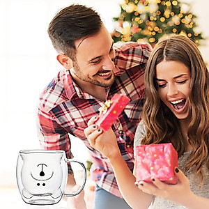 SHENDONG Cute Bear Mugs Cute Cups Bear Tea Coffee Cup with Handle 8.5oz Milk Cup Double Wall Insulated Glass Espresso Cups Glass Gift for Personal Birthday Valentine's Day and Office