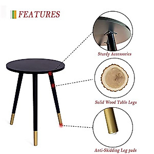 AWASEN Round Side Table, Round White Modern Home Decor Coffee Tea End Table for Living Room, Bedroom and Balcony, Easy Assembly (16x19.5inches, Black&Gold)