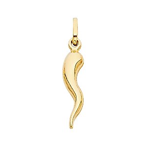 TGDJ 14k Yellow Gold Cornicello Italian Horn Charm Pendant - 4 Differnet Size Available (Height 23 MM Width 8 MM)