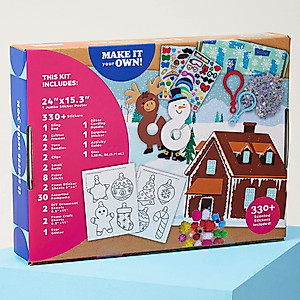 Highlights for Children Christmas Craft Kit for Kids, 5 Holiday Crafts in 1, Create a Jumbo Winter Wonderland Sticker Art Poster, Mini Christmas Trees, Ornaments, and Pom Pom Pals, Ages 6+