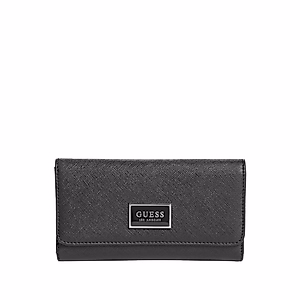 GUESS Factory Women's Abree Logo Saffiano Slim Trifold Wallet