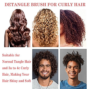 SOSPIRO 3 Pack Detangling Brush, Detangler Brush for Afro America Textured 3a to 4c Kinky Wavy, Curly, Coily, Wet/Dry Hair, Easy to Clean (Pink/Blue/Black)