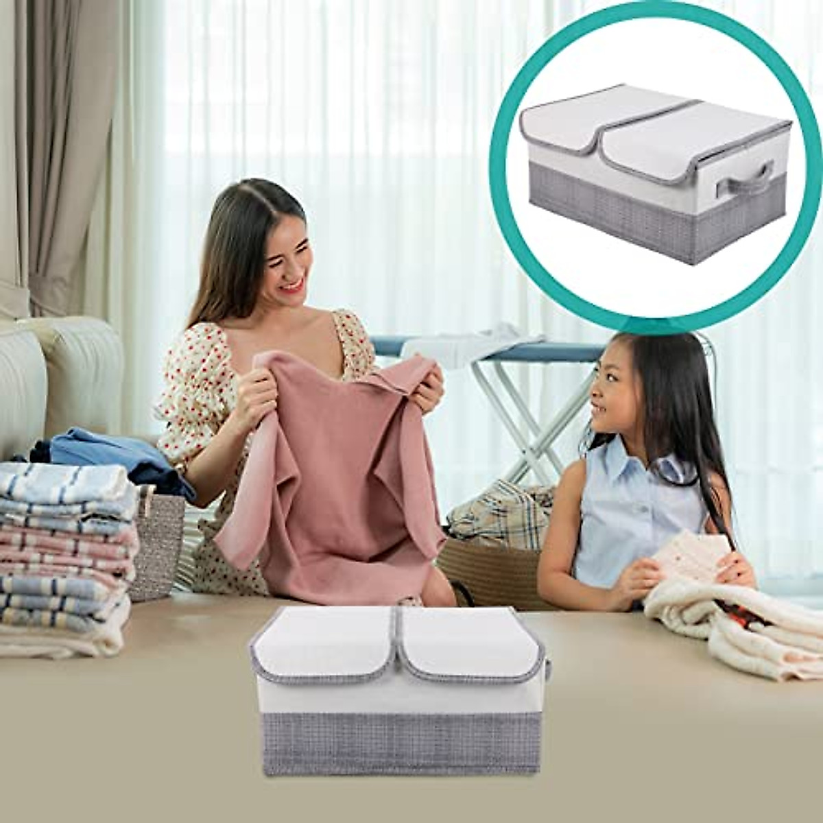 LIFKOME 1 pc box Cube Decorative Fabric Handle Case Shelves Clothing Quilt Anti Lid Baskets Collapsible Compartment Sundries Clo Ornament Container Folding with Clothes