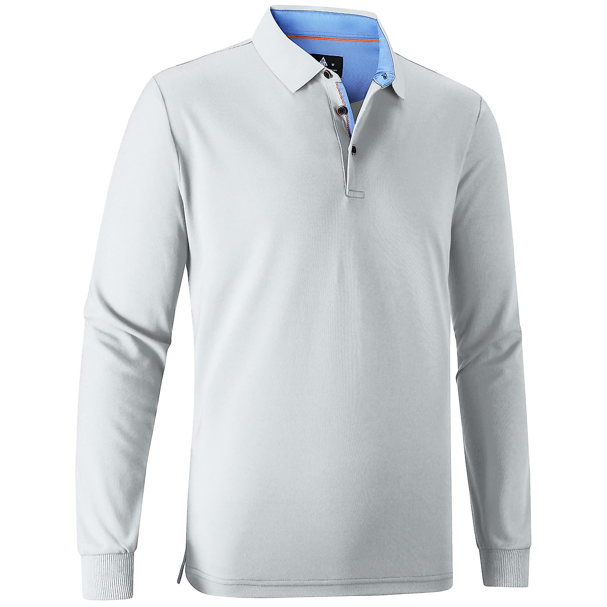 SWISSWELL Men Shirts Long Sleeve Moisture Wicking Golf Shirts Performance Athletic Shirts Light Grey 3XL