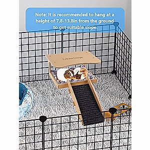 MEWTOGO Guinea Pig Hideout - Natural Wooden Small Animal House Bed with Stairs and Mat, Detachable Small Pet Hut Habitats for Guinea Pig Hamsters Bunny Chinchillas