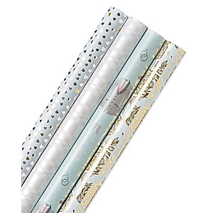 American Greetings Reversible Wedding Wrapping Paper, Bridal Designs (4 Rolls, 120 sq. ft.)