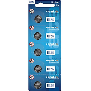 Renata CR1216 Batteries - 3V Lithium Coin Cell 1216 Battery (5 Count)