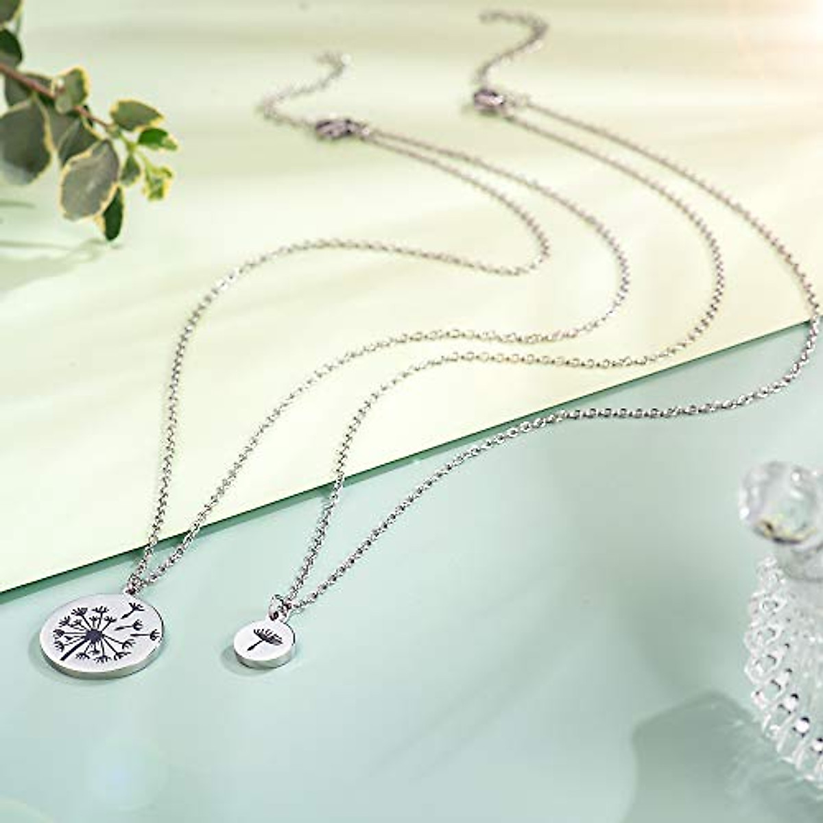 Shonyin Mother Daughter Necklace Set for 2 Matching Dandelion Mommy and Me Jewelry Back to Sch Mothers Day Birthday Christmas Gift for Mom from Daughter Present Stocking Stuffers for Mom