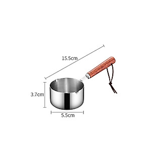 304 Stainless Steel Sauce Pan, Mini Milk Warmer Pot Soup Pan,Breakfast Pot,Soup Pot with Wooden Handle Small Saucepan for Butter Warmer Heating Milk Cooking Sauce