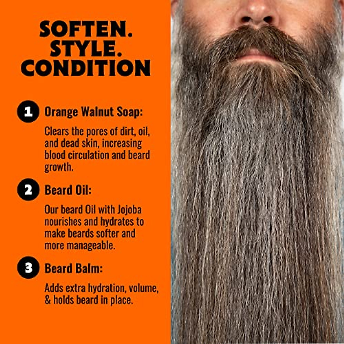 Tame the Wild's Deluxe Beard Grooming Kit - Includes Orange Walnut Beard Wash, Two Premium Beard Oils, & Two Beard Balms in Sandalwood & Citrus Scents - Beard Growth Kit for Men - Gift Set