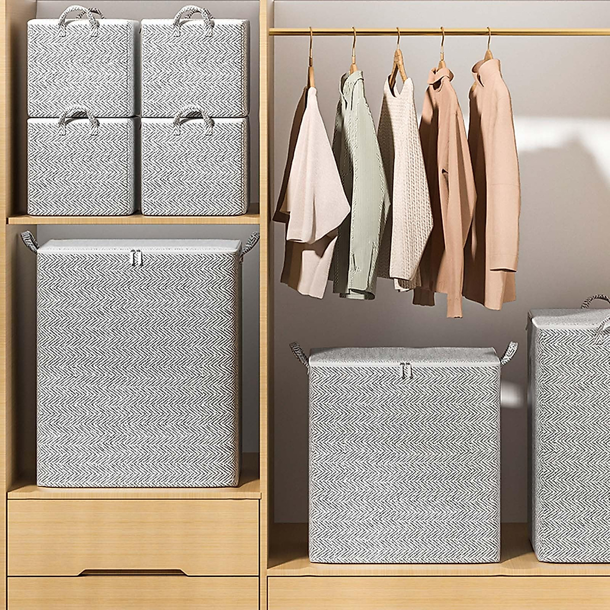 Extra Large Blanket Storage Containers, 220L Breathable Clothes Bedding Pillow Sheet Storage Bags with Zipper,Non-woven Moving Quilt Large Capacity Storage Bins (220L)