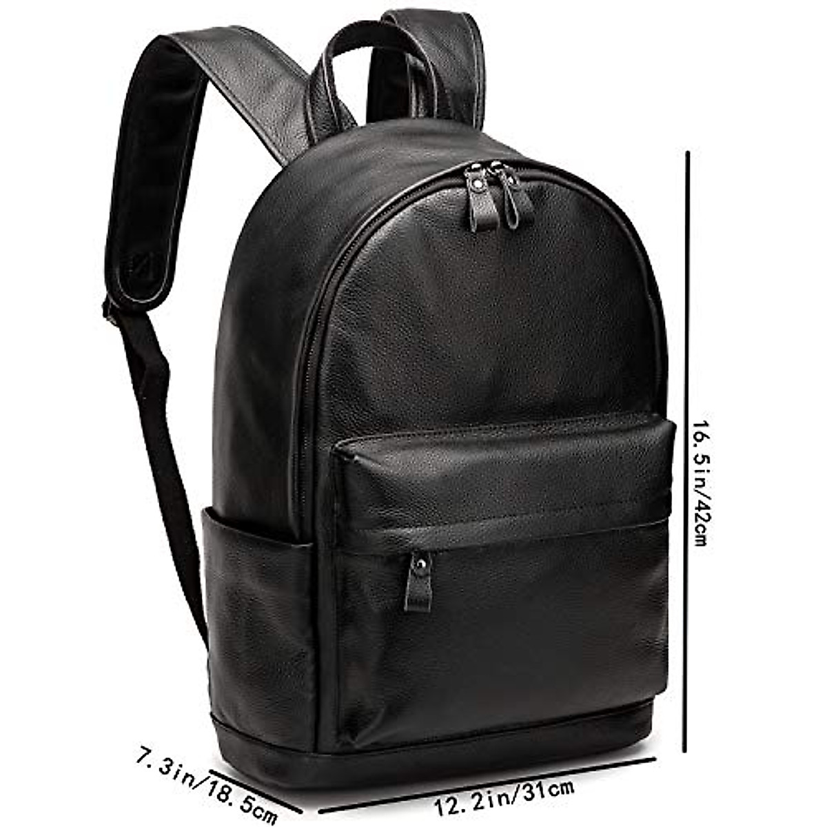 CPJ Genuine Leather Backpack Fits 15.6" Laptop Casual Daypack Schoolbag for Boys & Girls