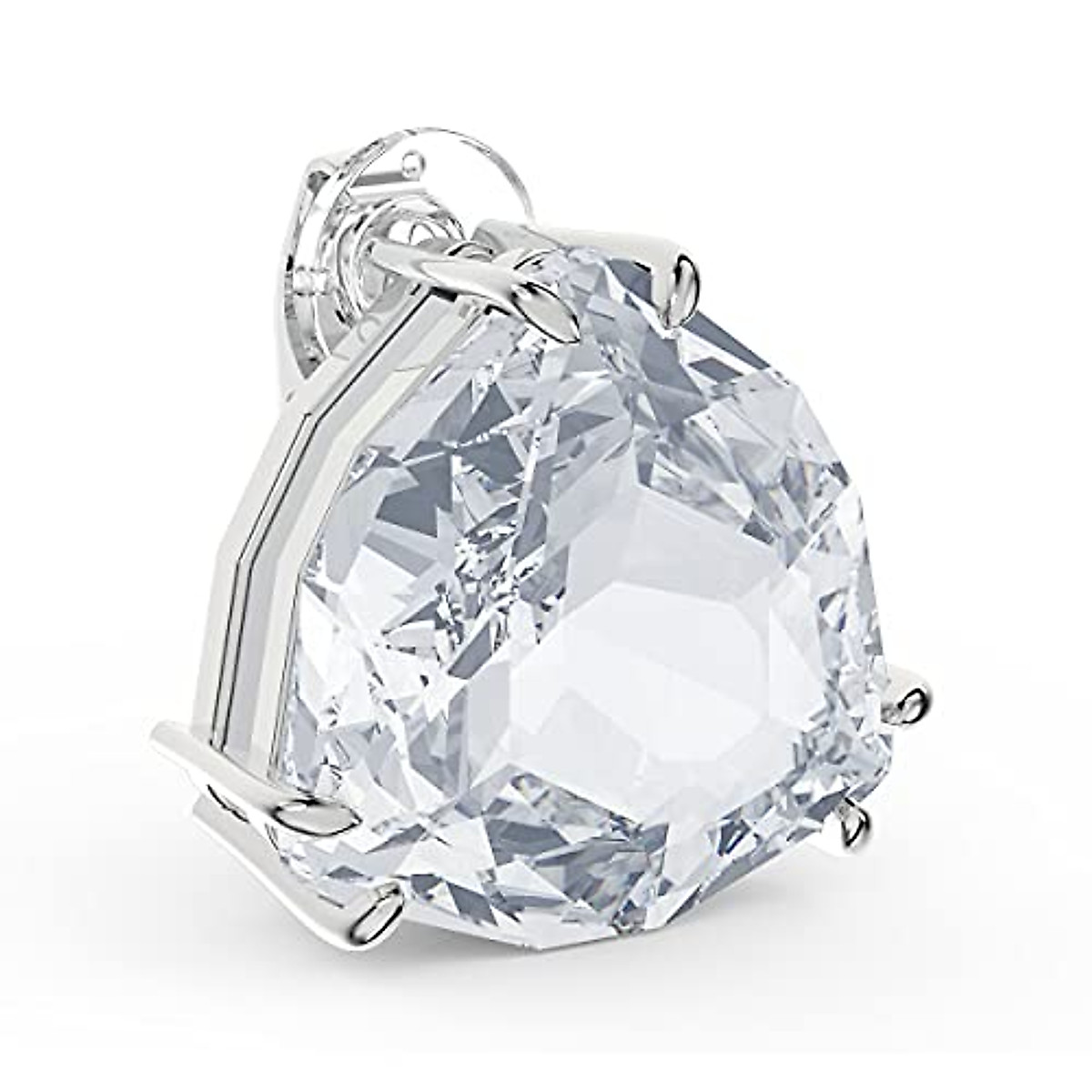 SWAROVSKI Mesmera Clip Earring, Large and Clear Trillion Cut Crystal with a Rhodium Finish Setting, Part of the Swarovski Mesmera Collection