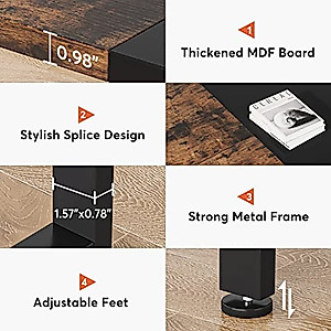 Tribesigns Dining Table for 6 People, 70.87" Long Dining Room Table with Heavy Duty Metal Frame, Industrial Rectangle Kitchen Table for Kitchen, Dining Room, Rustic Brown/Black