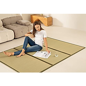 MustMat Tatami Mat Rush Grass Tatami Mattress Japanese Traditional Foldable (Full_xl-55"x82")
