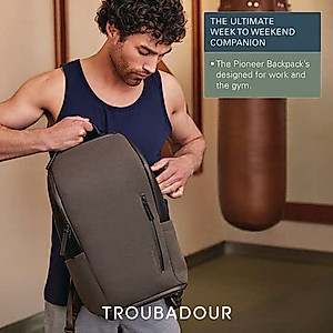 Troubadour Pioneer Backpack - Premium Easy-Access Backpack - Lightweight, Waterproof, Vegan Construction - Spacious Organization - Great for Travel, Work, School, the Gym, Sports or On-The-Go - Black