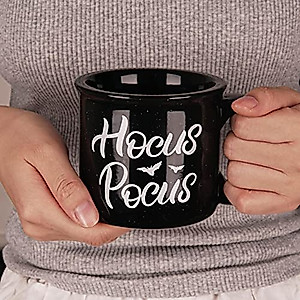 P.G Collin Halloween Hocus Pocus Coffee Mug for Women Men Kids – Black Ceramic Camping Mug with 14OZ Capacity