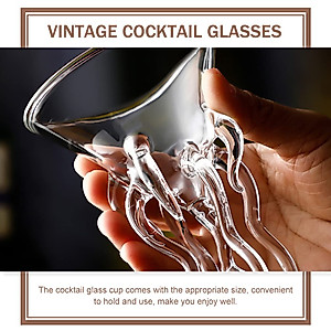 Cabilock Cocktail Glass Goblet Octopus Glass Wine Cups Party Drinking Cups Exquisite Martini Glasses Novelty Drink Cup for Party Bar