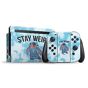 Skinit Decal Gaming Skin Compatible with Nintendo Switch Bundle - Officially Licensed Disney Lilo and Stitch Stay Weird Design