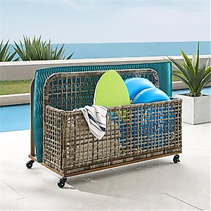 Afuera Living Coastal Wicker / Rattan Pool Storage Caddy in Natural