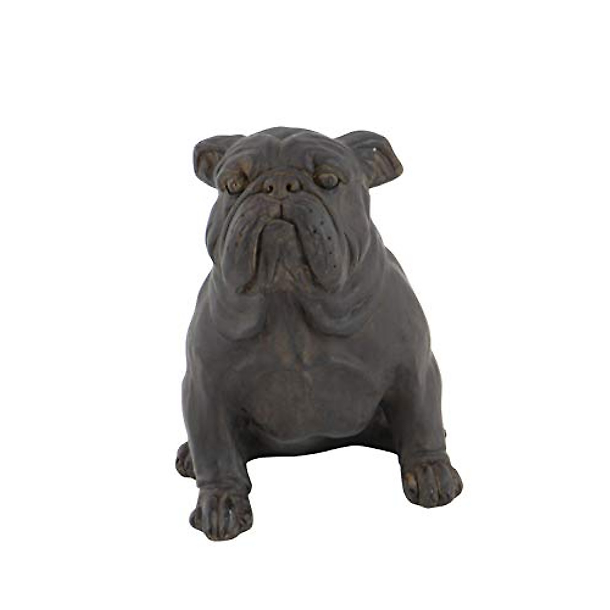 Deco 79 Polystone Bulldog Decorative Sculpture Distressed Sitting Home Decor Statue, Accent Figurine 10" x 7" x 11", Brown